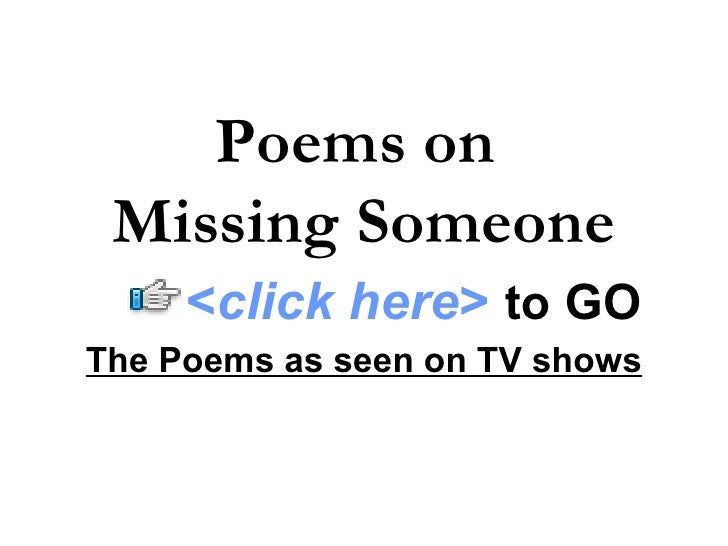 Poems About Missing Someone