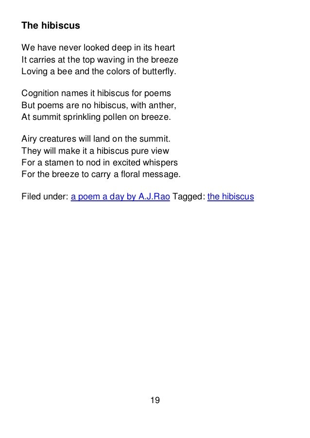The Hibiscus :Poetry by A.J.Rao