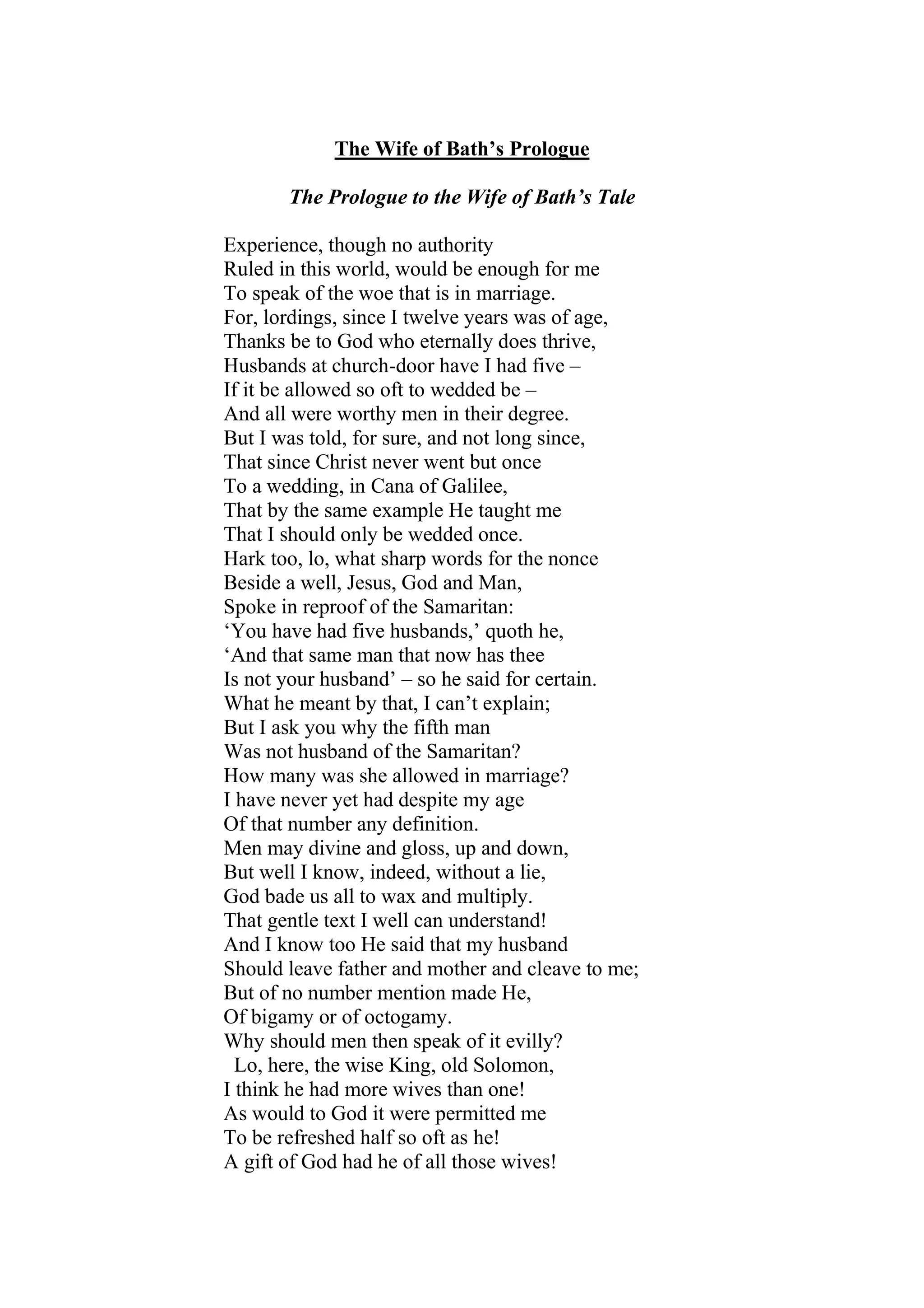 Poem wife of bath | DOCX