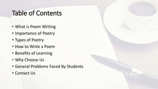 Poem Writing Assignment Help | PPT