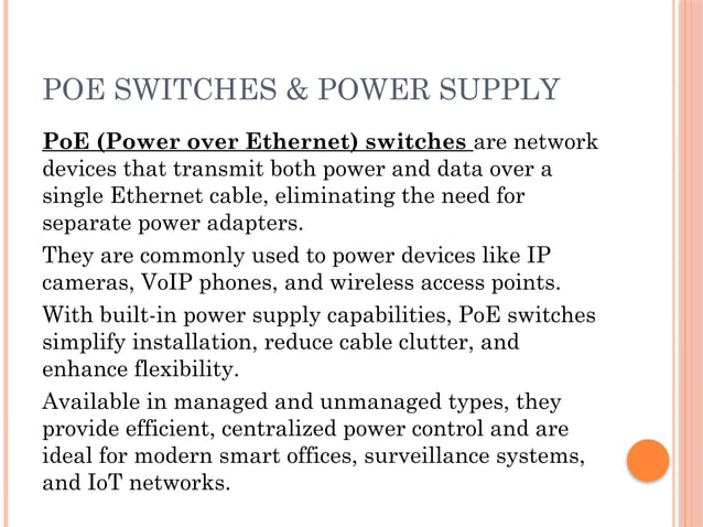 "PoE Switches & Efficient Power Supply". | PPT