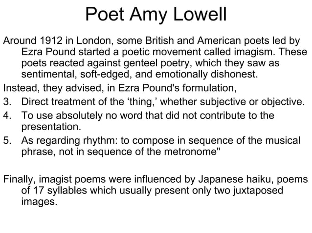 Poet Amy Lowell | PPT | Poetry | Books and Literature