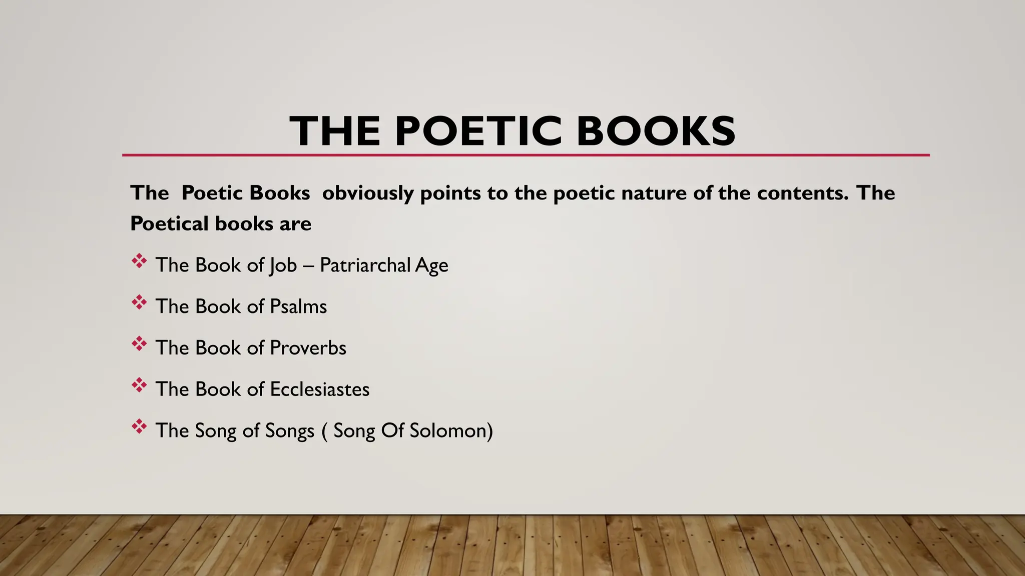 POETIC BOOKS attunisiue david summary glovim bible college | PPTX