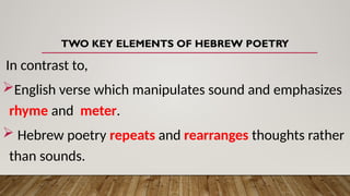 POETIC BOOKS attunisiue david summary glovim bible college | PPTX