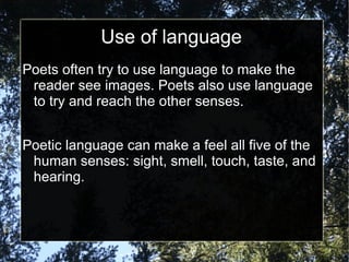Poetic devices: imagery and the five senses | ODP