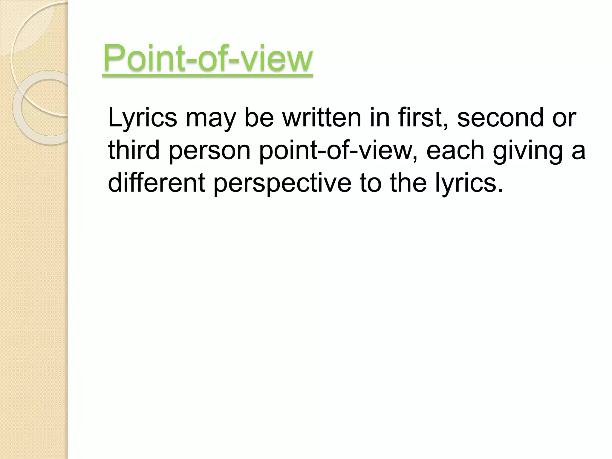 Poetic devices in lyrics | PPTX