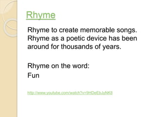 Poetic devices in lyrics | PPTX