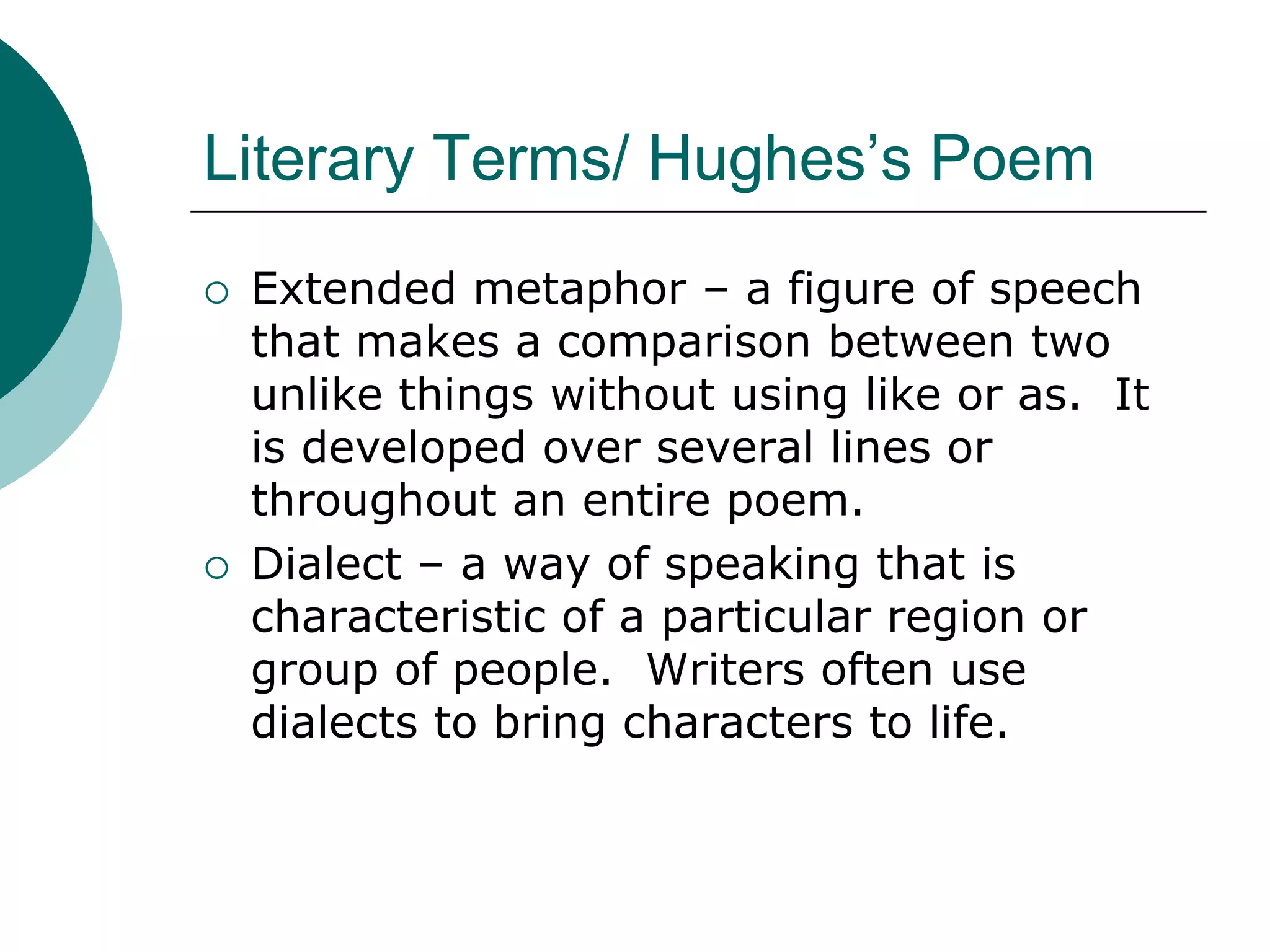 Poetic terms meinke and hughes | PPTX