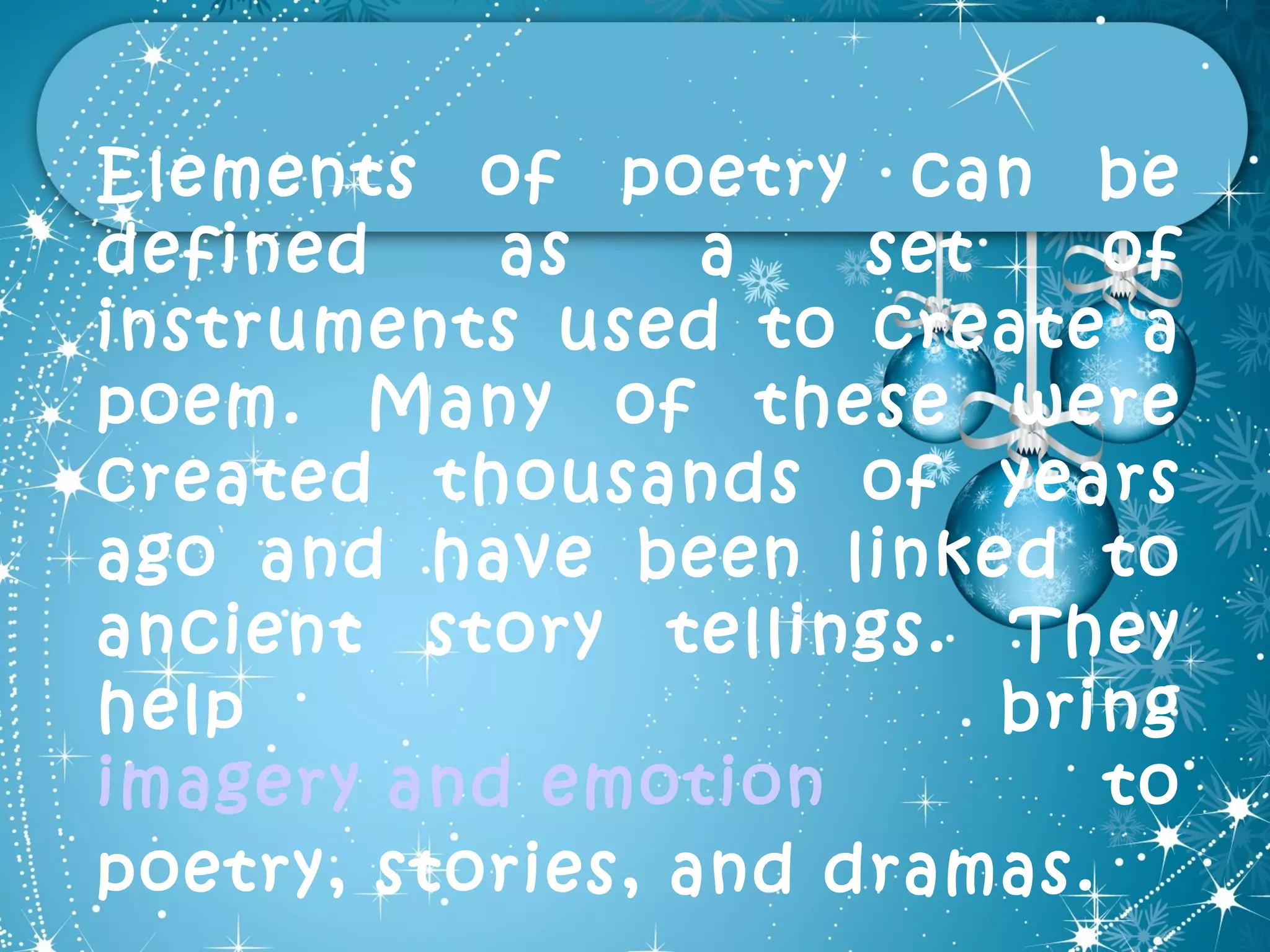 Types and Elements of Poetry
