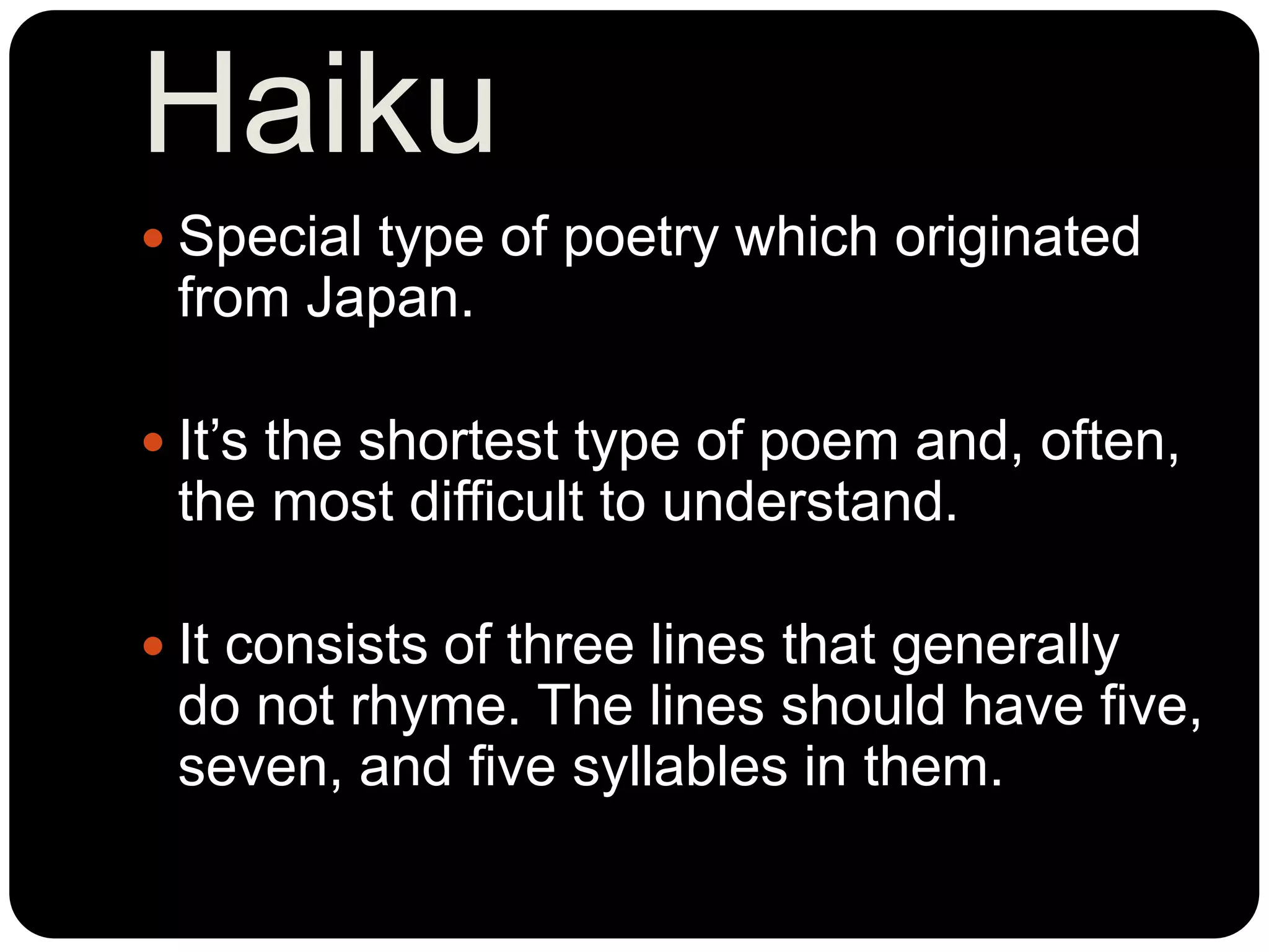 Types Of Poetry | PPTX