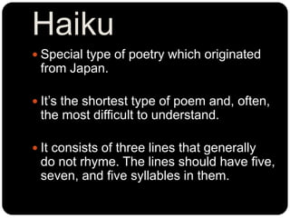 Types Of Poetry | PPTX