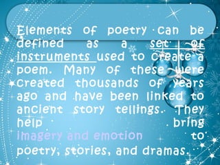 Elements of Poetry in English | PPT