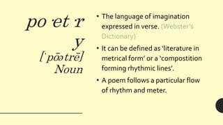 All About Poetry (Elements and Types of Poetry) | PPTX