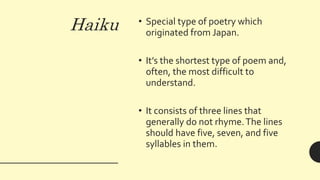 All About Poetry (Elements and Types of Poetry) | PPTX