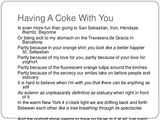 Figurative Language and Imagery in "Having A Coke With You" by Frank