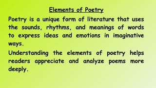 poetry. elements of poetry power point presenttion | PPTX