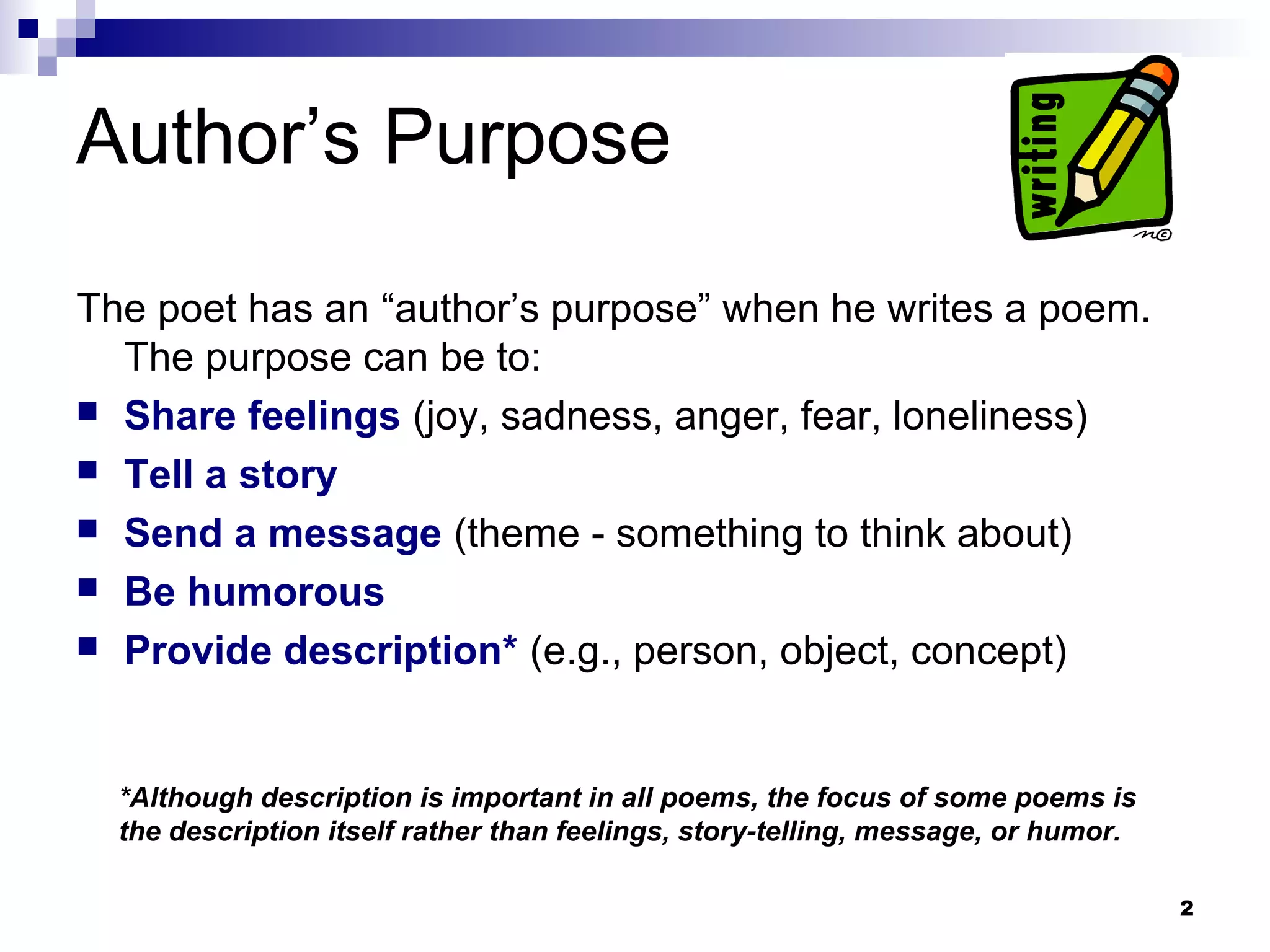 Poetry author's purpose and mood | PPT