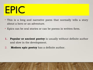 Poetry- DIFFERENT TYPES OF POETRY and Examples.pptx