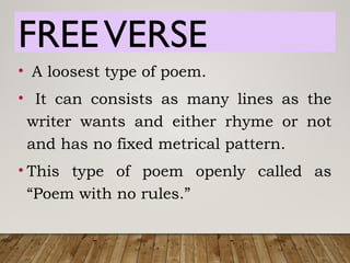 Poetry- DIFFERENT TYPES OF POETRY and Examples.pptx