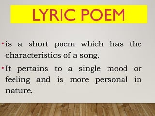 Poetry- DIFFERENT TYPES OF POETRY and Examples.pptx