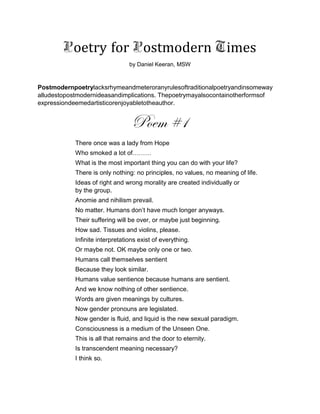 Poetry for Postmodern Times | PDF