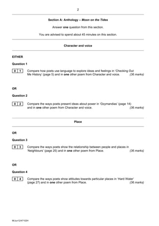Poetry across time 2012 higher paper | PDF