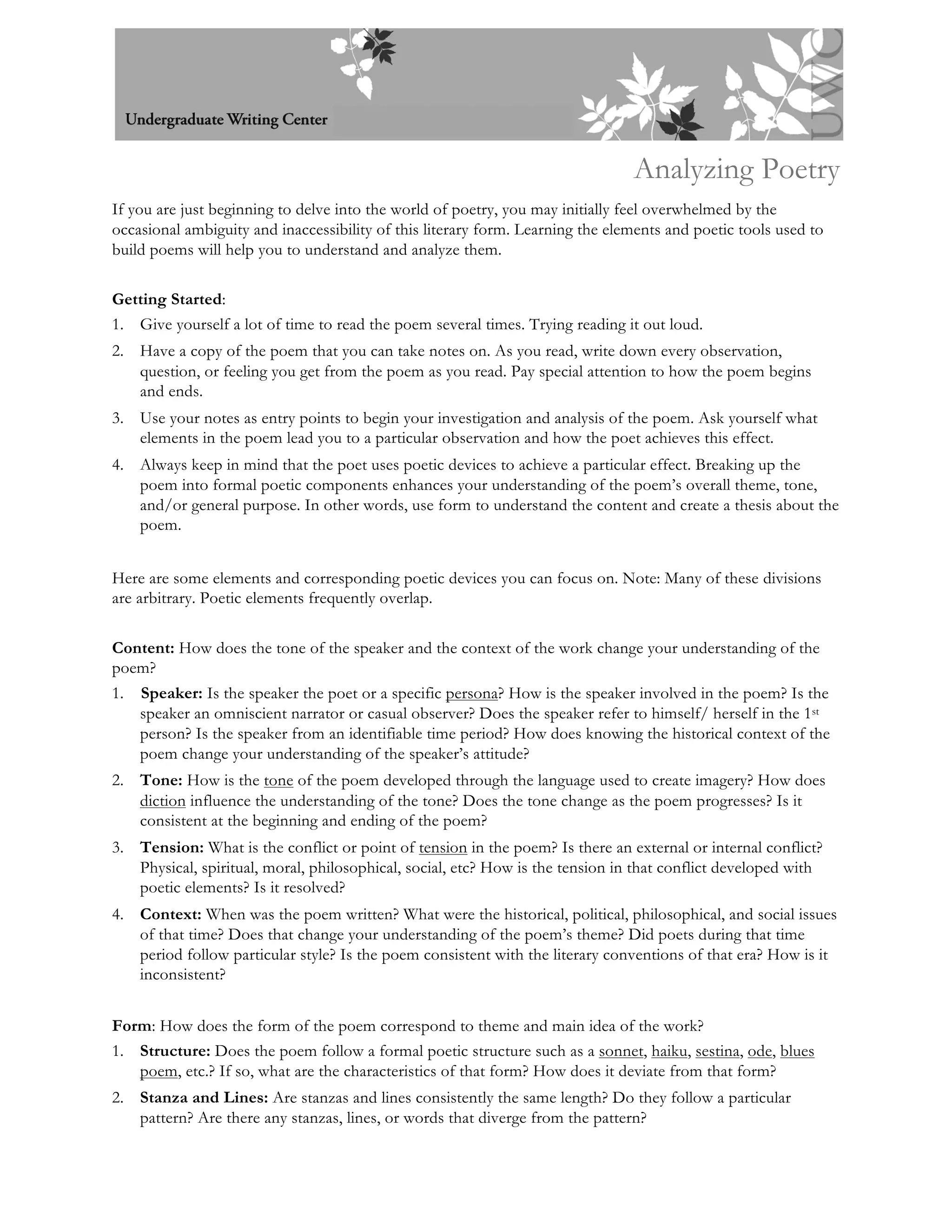 Poetry analysis | PDF