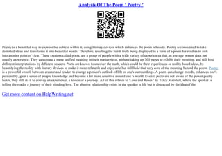 Poetry Analysis | PPT