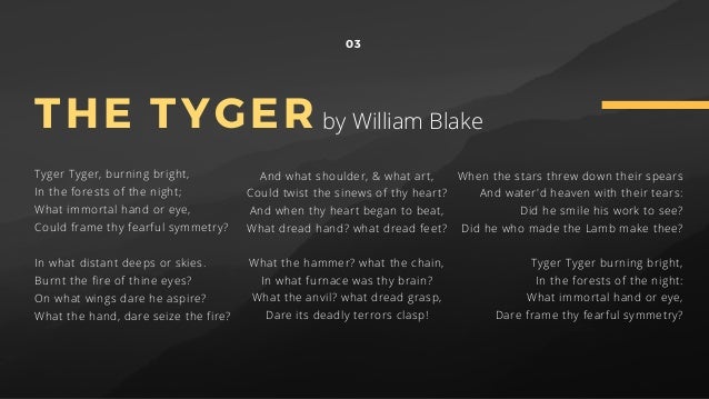 Analyzing Poetry - The Tyger by William Blake | PPT