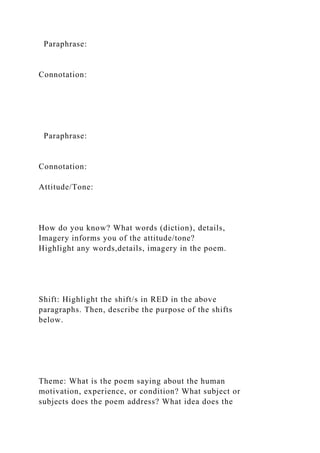 Poetry Analysis Directions please fill in the following gra | DOCX