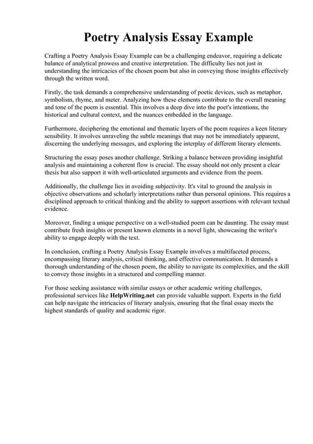 Poetry Analysis Essay Example. Poetry Analysis Essay Example. | PDF