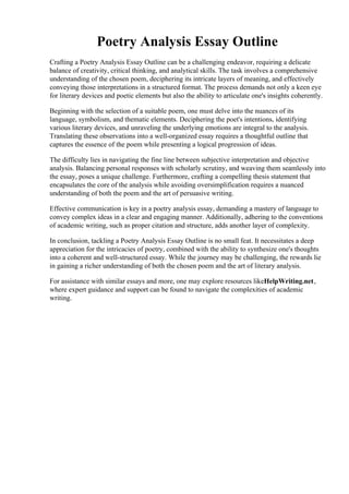 Poetry Analysis Essay Outline | PDF
