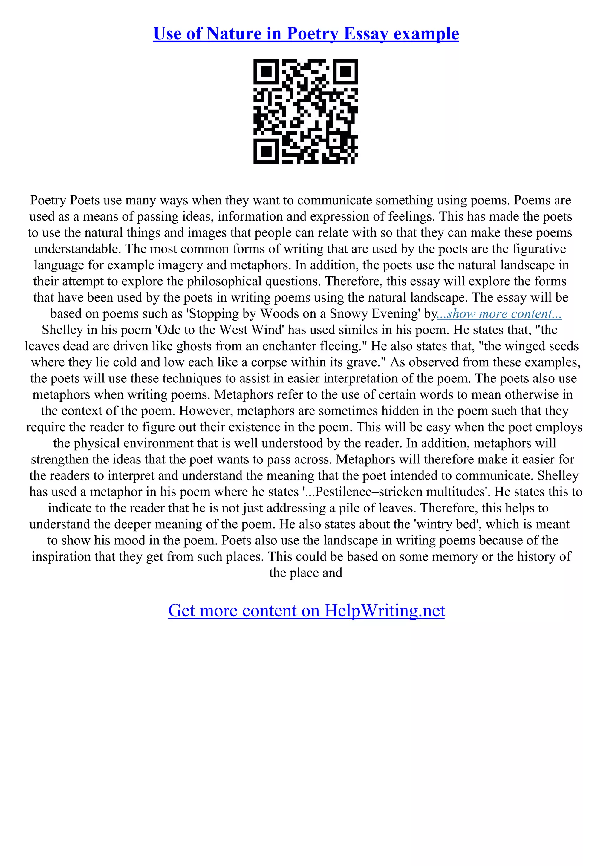 Poetry Analysis Essay Sample | PDF