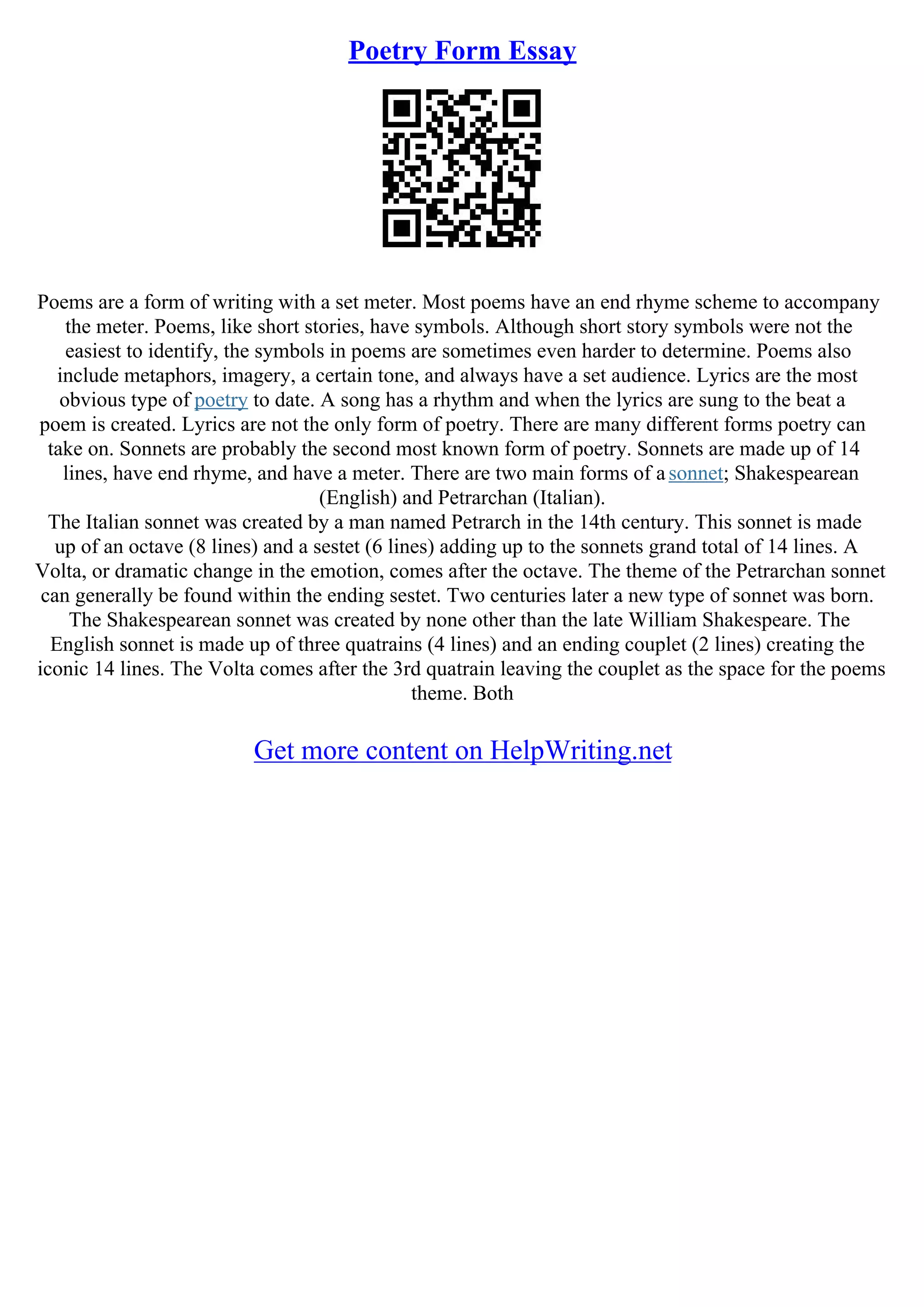 Poetry Analysis Essay Sample | PDF