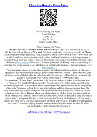 Poetry Analysis Essay Sample | PDF