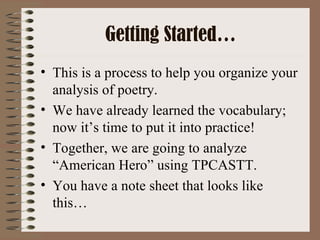 Poetry analysis using tpcastt | PPT