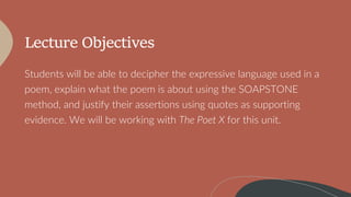 Poetry and The Merchant of Venice and The Poet X | PPT