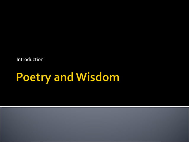 Poetry and wisdom | PPT