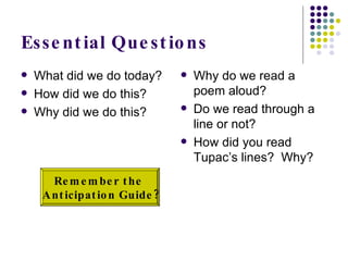 Poetry anticipation guide | PPT