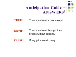 Poetry anticipation guide | PPT