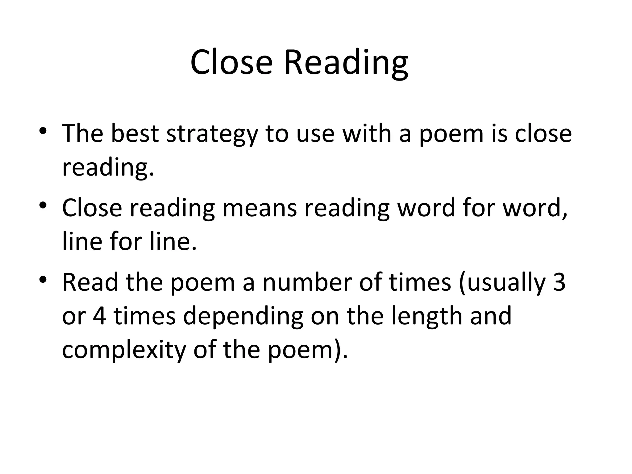 Poetry - Close Reading | PPT