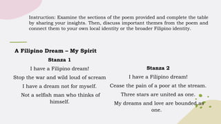 Basic Elements of Poetry, EN7LIT-I-1 Analyze literary texts as ...