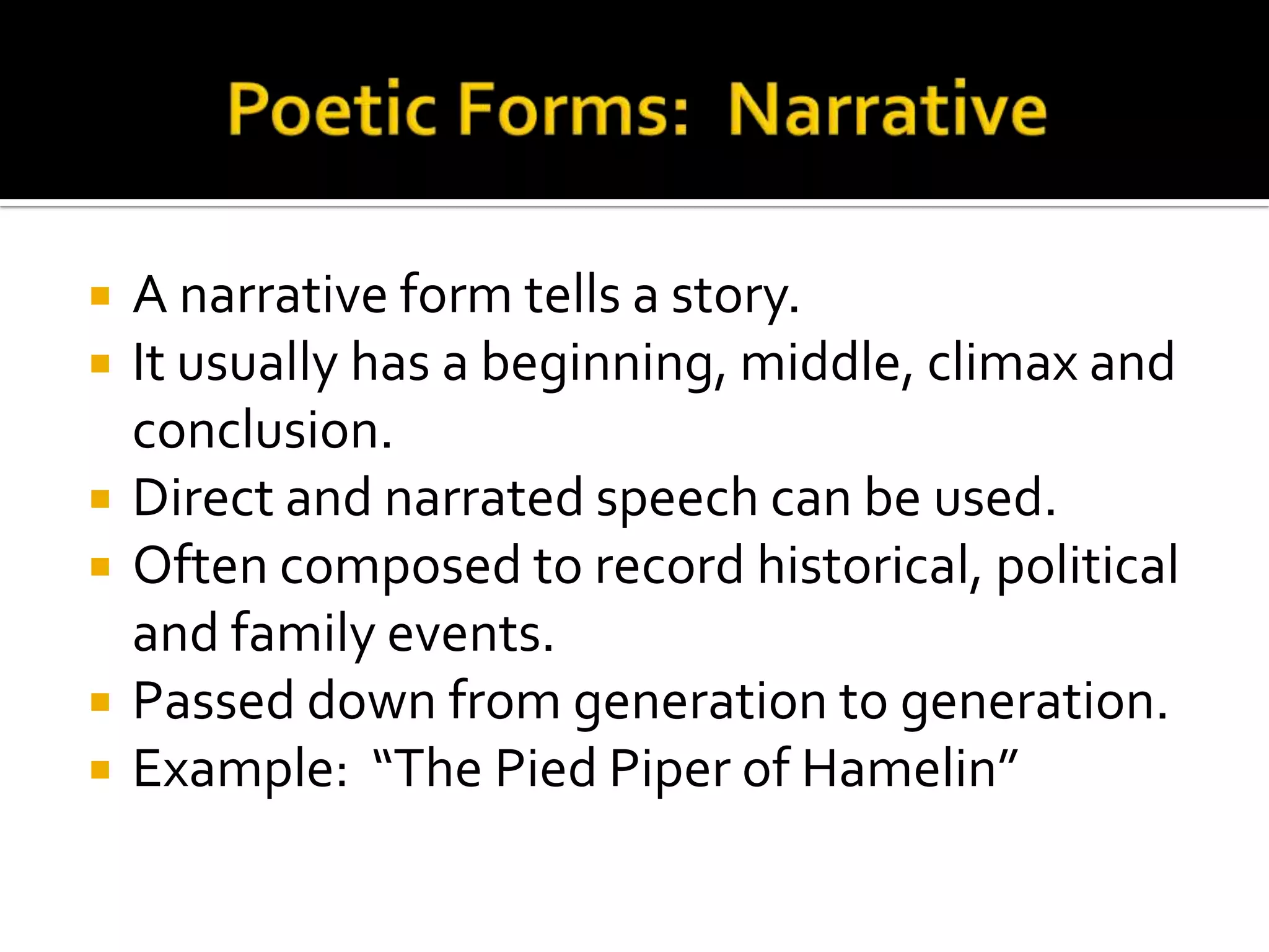 Poetry Basics: Introduction to poetry - analysis and forms. | PPTX