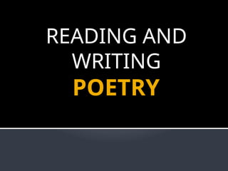 reading and writing poetry - POETRY BASICS | PPTX