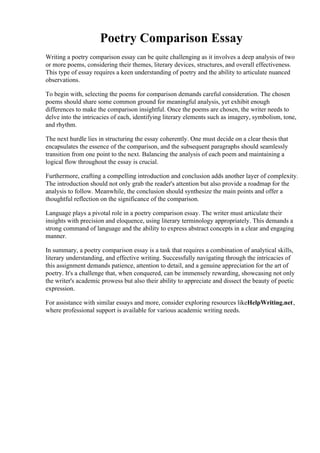 Poetry Comparison Essay | PDF
