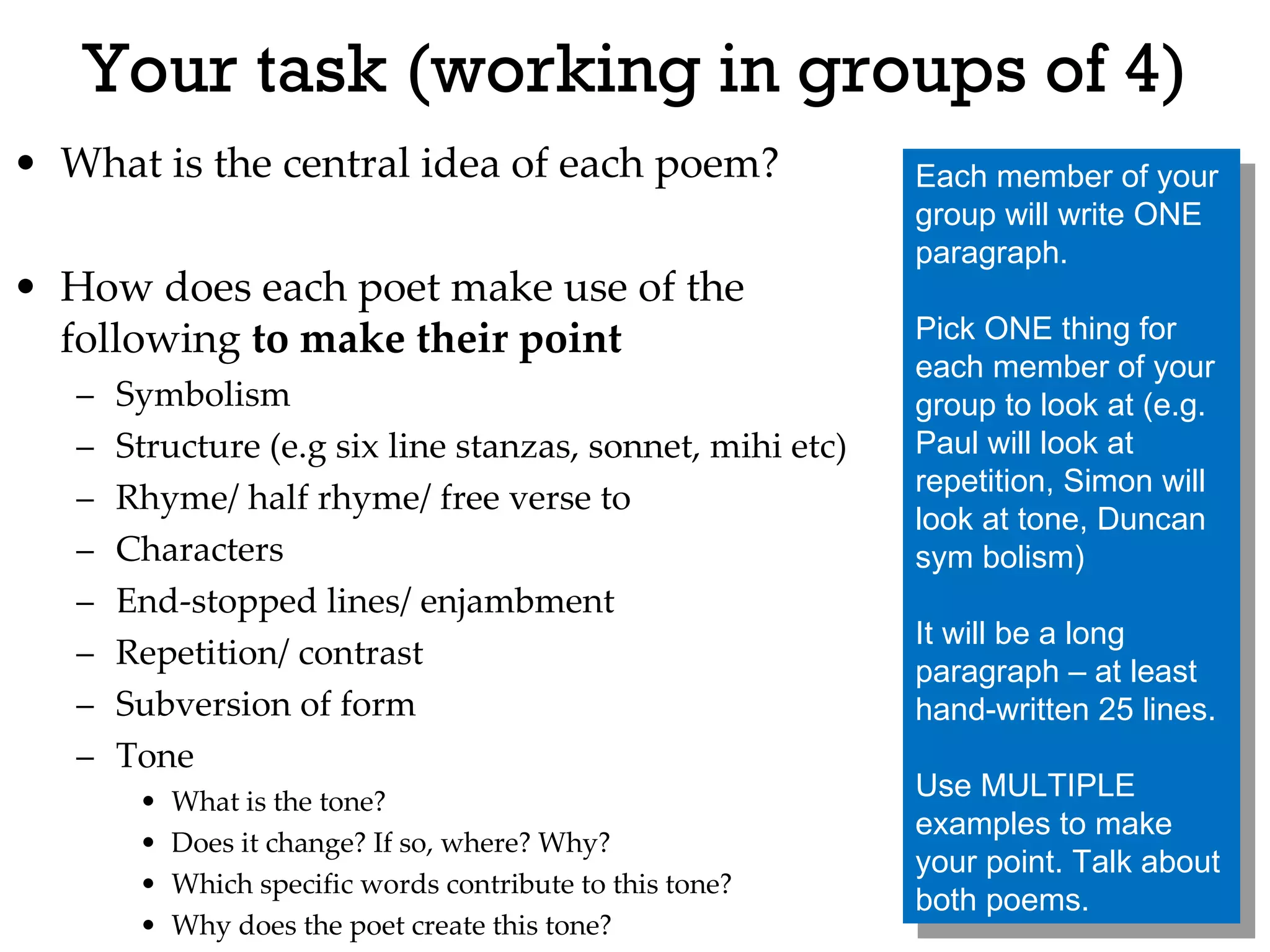 Poetry Comparison Task | PPT