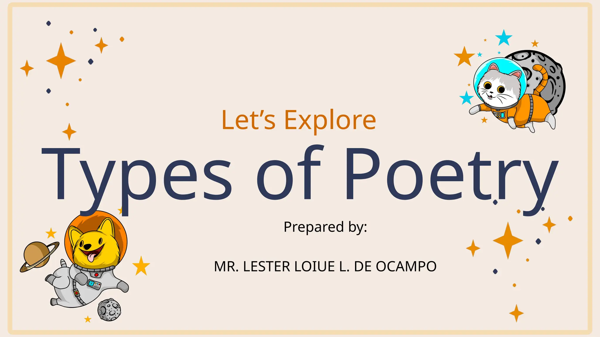 Different Types of Poems Education Presentation in Blue and Orange ...