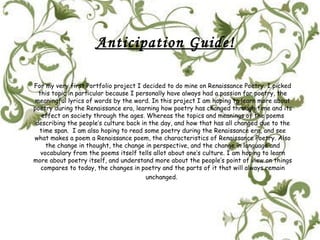 Poetry During The Renaissance! | PPT