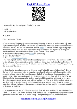 Poetry Essay Structure | PDF