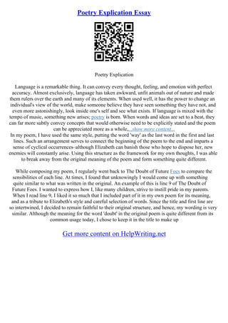 Poetry Essay Structure | PDF